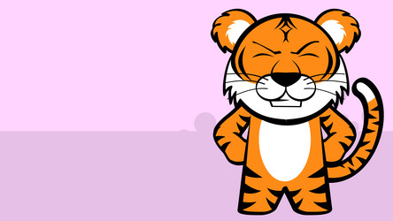 Grumpy chibi tiger kid character cartoon Vector Image