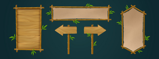 Cartoon ui wooden texture fantasy game sign board Vector Image
