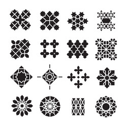 Flower shape icons set black and white flowers Vector Image