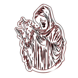 Grim reaper halloween outline sketch red Vector Image
