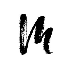 Letter m handwritten by dry brush rough strokes Vector Image