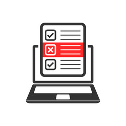 Laptop check mark icon in flat style computer Vector Image