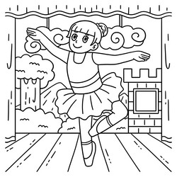 Ballerina in the first position coloring page Vector Image