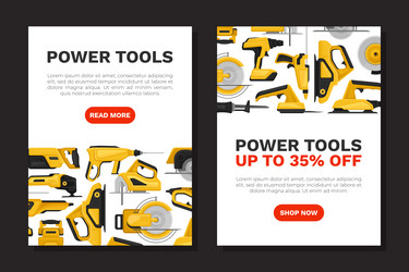 Power tools banner design with building instrument