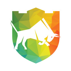 Bull butting logo design Royalty Free Vector Image