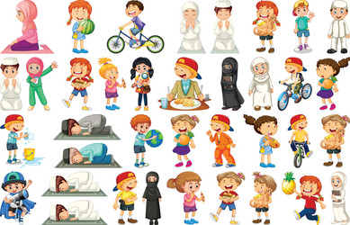 Children doing different activities cartoon Vector Image