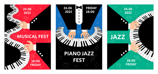 Piano performance jazz concert music posters Vector Image