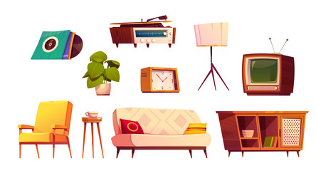 Retro furniture for home interior Royalty Free Vector Image