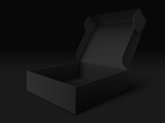 Black packaging box open and closed dark boxes Vector Image
