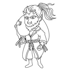 Tarzan chibi mascot line art Royalty Free Vector Image