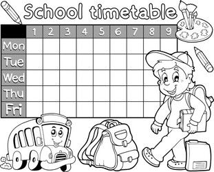 Coloring book school timetable 4 Royalty Free Vector Image
