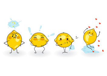 Funny cartoon lemon character making sour taste Vector Image