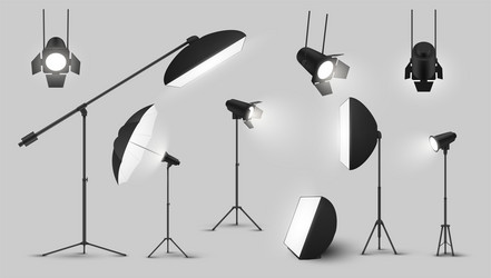Realistic spotlight illuminated photo studio Vector Image