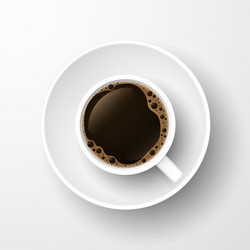 Realistic cup coffee spoon top view closeup Vector Image