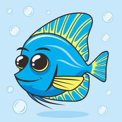 Cartoon set of powder blue tang fish Royalty Free Vector