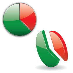 Pie charts icons set of 3d circular graphs render Vector Image