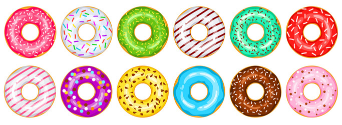 Donuts side view set Royalty Free Vector Image