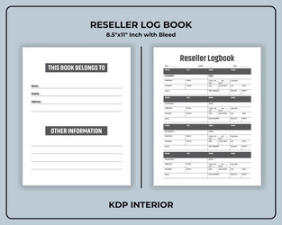 Reseller inventory log book template Royalty Free Vector