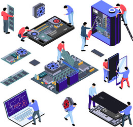 Computer repair composition Royalty Free Vector Image