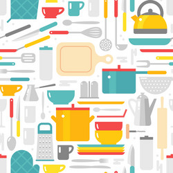 Grunge retro seamless pattern of kitchen too Vector Image