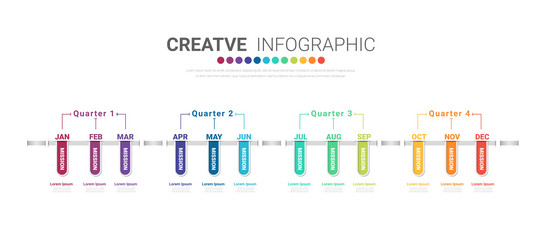 Timeline for 12 months Royalty Free Vector Image