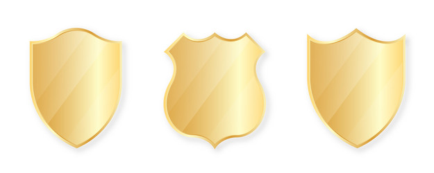 Gold shields collection golden badges and labels Vector Image