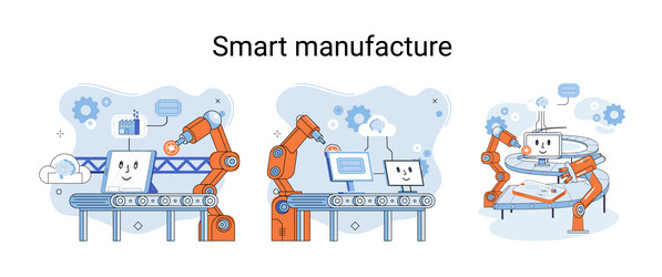 Smart manufacture metaphor with automated Vector Image