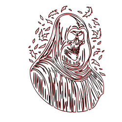 Grim reaper halloween outline sketch red Vector Image