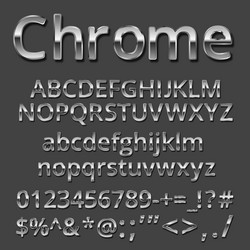 Chrome metal font steel metallic alphabet Vector Image