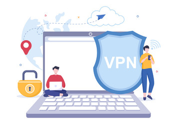 Vpn or virtual private network service cartoon Vector Image