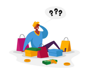 Young man with question mark above head hold Vector Image