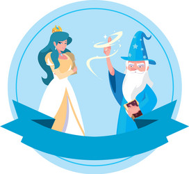 Beautiful princess with wizard tales characters Vector Image