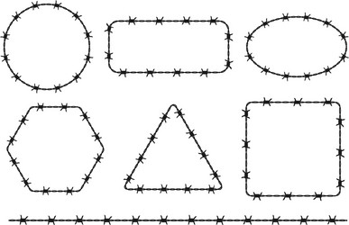 Barb wire shapes black barbed silhouettes Vector Image