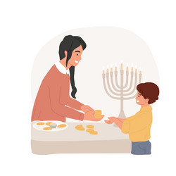 Celebrating shabbat isolated cartoon Royalty Free Vector