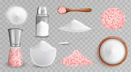 Realistic salt transparent set Royalty Free Vector Image