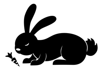 Black and white of rabbit silhouette Royalty Free Vector