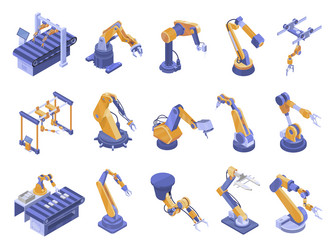 Isometric factory robots Royalty Free Vector Image