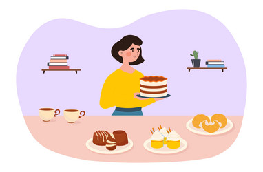 People eat desserts Royalty Free Vector Image - VectorStock