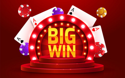 Big win sign with gold realistic 3d coins Vector Image