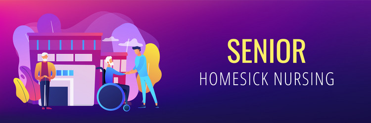 Elderly care concept banner header Royalty Free Vector Image