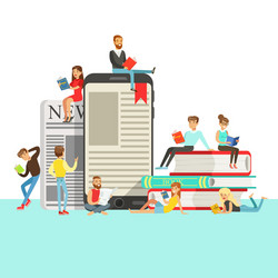 Owl drinking tea and reading newspaper Royalty Free Vector