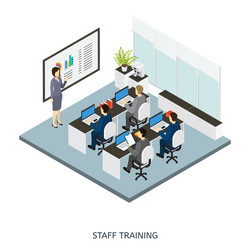 Isometric interior office workplace composition Vector Image