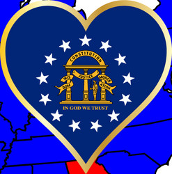 Georgia state map and seal Royalty Free Vector Image