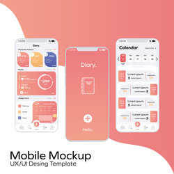 Colored mobile app mockup templates Royalty Free Vector