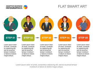 Five hexagons process chart template Royalty Free Vector