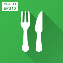 Fork and knife restaurant icon in flat style Vector Image