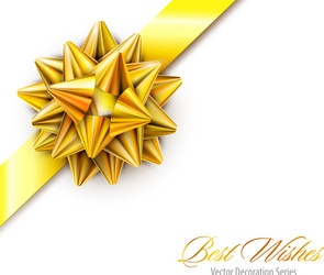 Gold gift bow with ribbons Royalty Free Vector Image