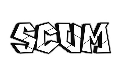 Scum - single word letters graffiti style Vector Image