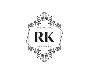 Rk initials letter wedding monogram logos Vector Image