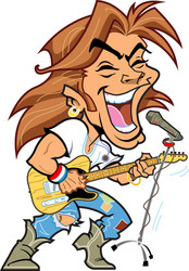 Heavy metal rock guitarist cartoon Royalty Free Vector Image